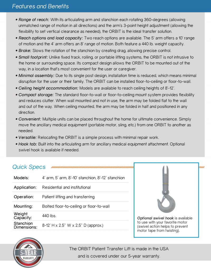 Vertical Overhead Patient Lift - Call Before You Fall